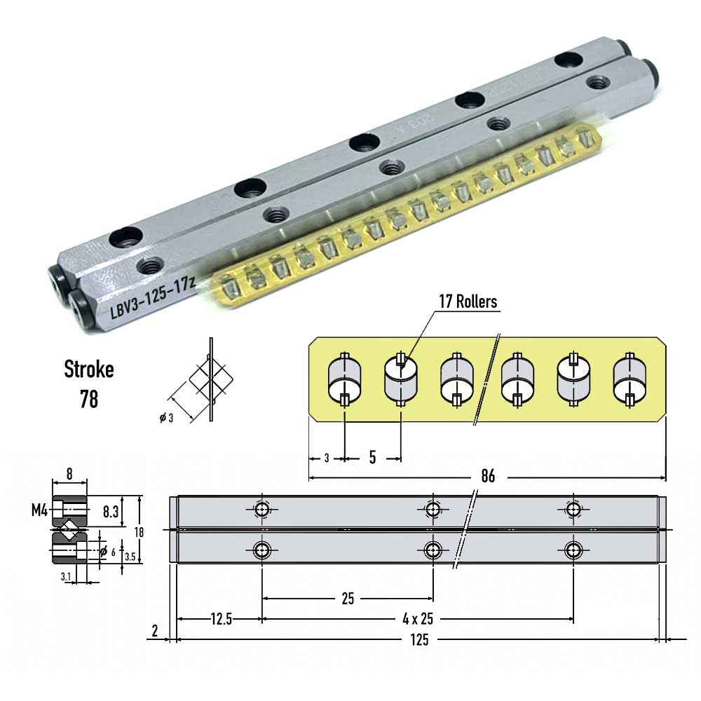 Cross Roll LBV3-125-17z (25125) - Cross Roll Series , Linear Guide Rai
